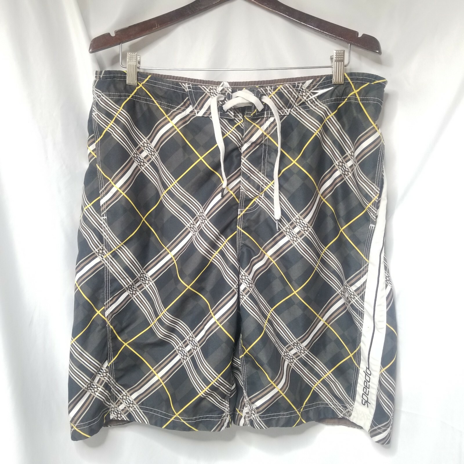 SPEEDO Plaid lined Swim Trunks with side pockets, Men's Sz L [B18] | eBay