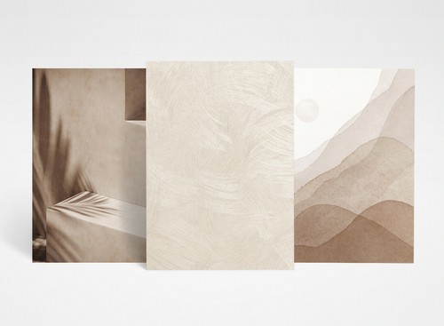 3 x A3 Beige Posters - Neutral Art Abstract Trio of Prints Portrait ...