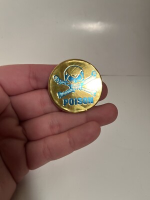 Vntg POG 1990s Poison Gold Blue Skull Crossbones Holo Shiny Milk Bottle ...