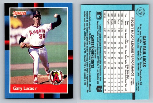 Gary Lucas Pitcher Angels Donruss 1987 Card 579 Baseball Trading Card ...