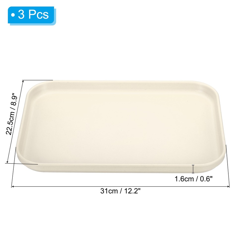 3Pcs Plastic Fast Food Serving Tray 12.2" x 8.9" White | eBay