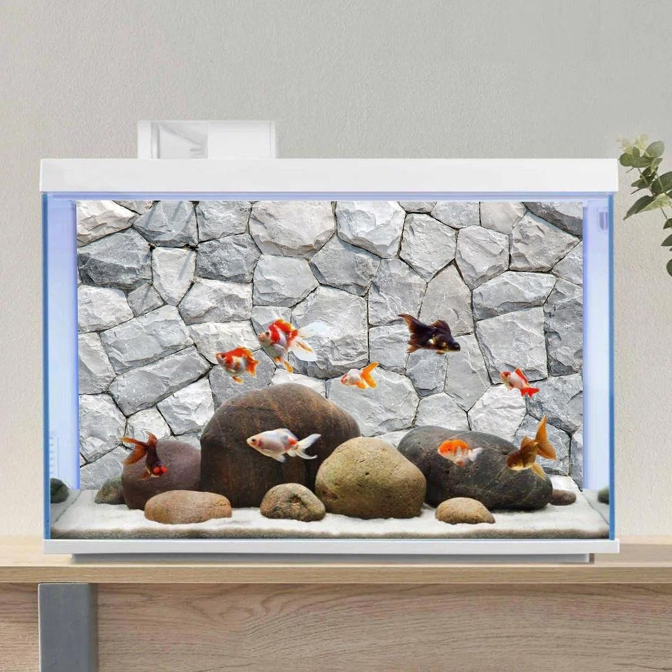 AWERT 30x18 inches White Stone Aquarium Background Rocky Fish 30x18in ...