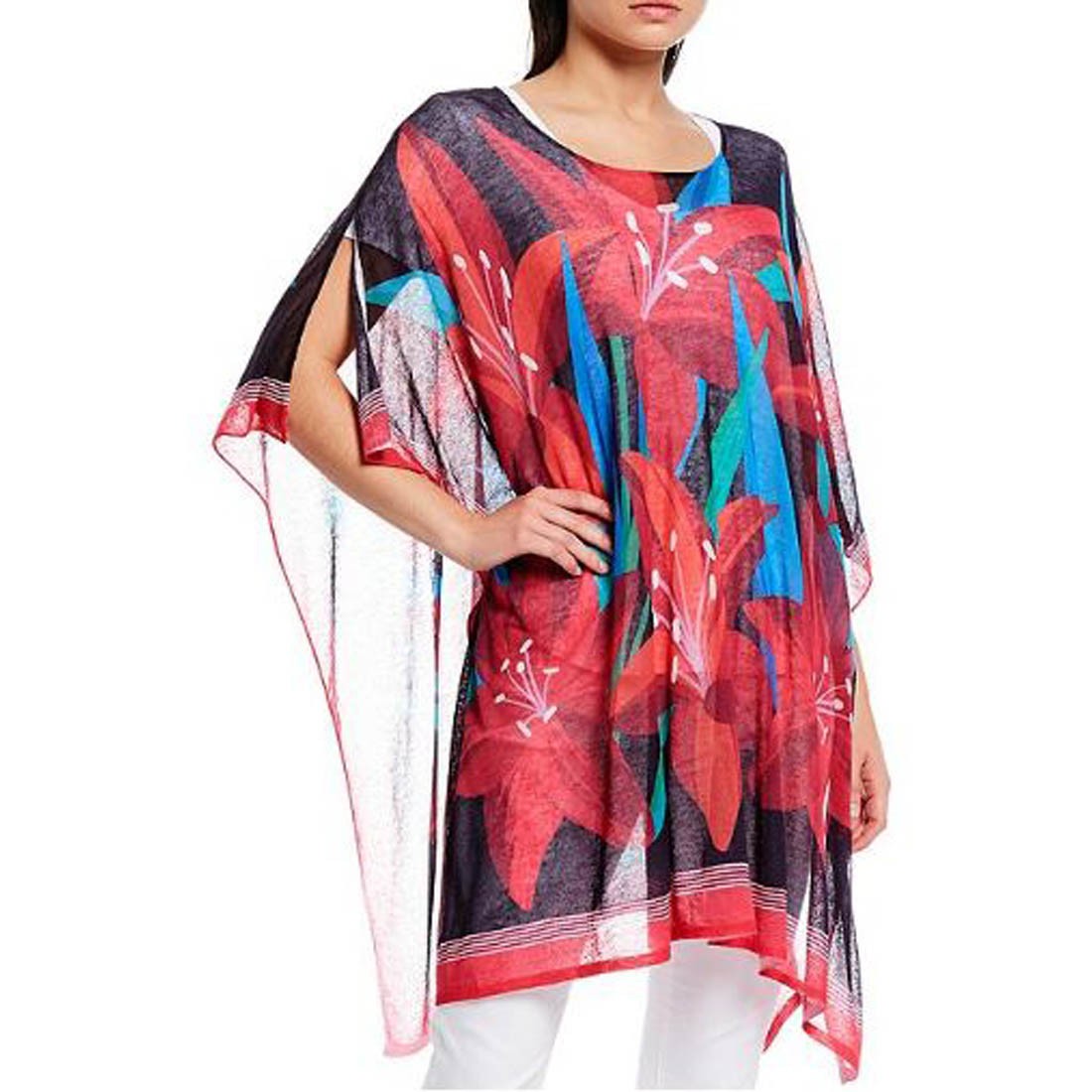 Tommy Bahama Dream Air Petal Perfect Split Sleeve Poncho, Black, S | eBay