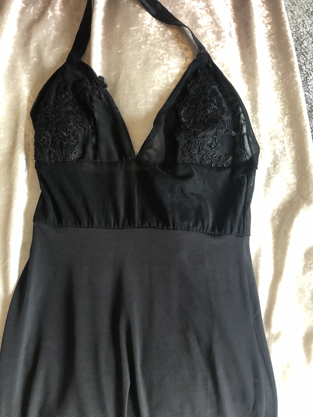 Dressed By Lauren Dress Black Sheer Low Cut Wedding Guest Ladies Day ...