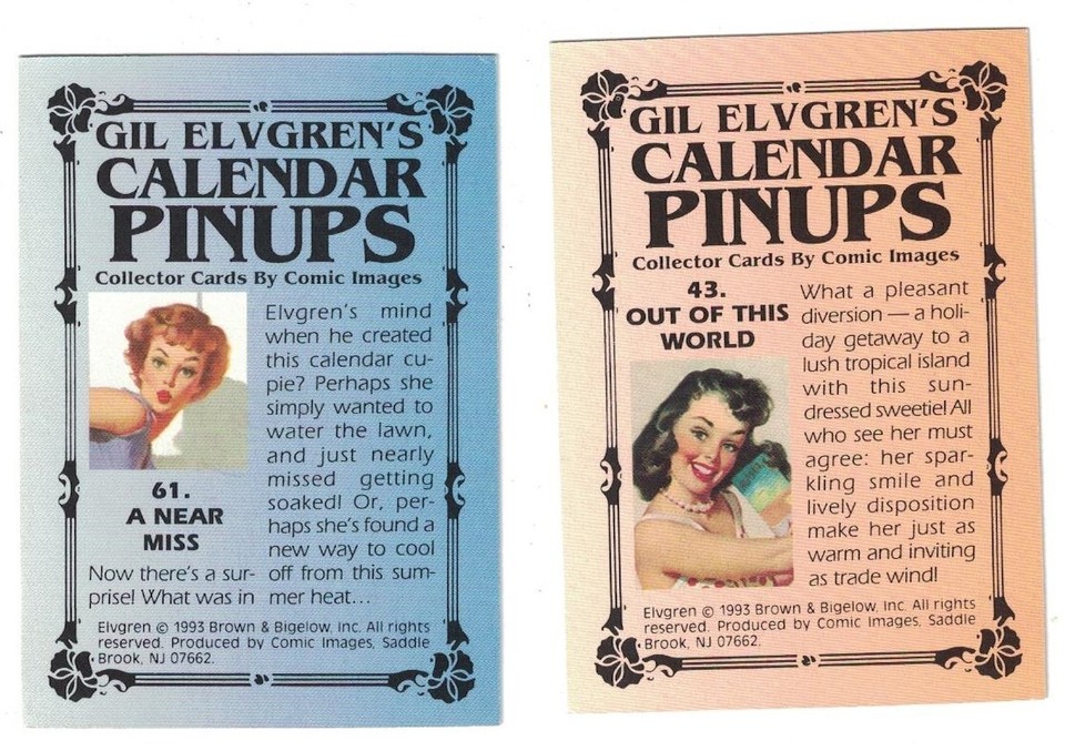 2 1993 GIL ELVGREN'S CALENDAR PINUPS GIRLS COMIC IMAGES TRADING CARD | eBay