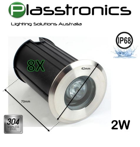8X 2W 12V LED Outdoor 304 SS Underground buried garden light landscape ...