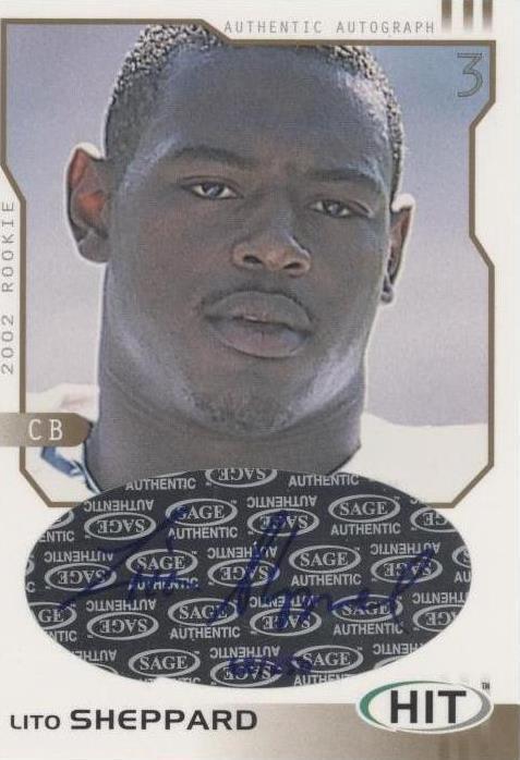 2002 SAGE Hit - Autographs Lito Sheppard #H23 Gold /250 (AU, RC) for ...