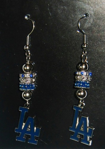 Los Angeles Dodgers Dangle Earrings (Euro Bead) Licensed MLB Baseball ...