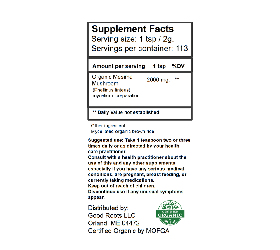 Mesima Mushroom Organic Powder USA grown Phellinus linteus Sang Hwang 8 ...