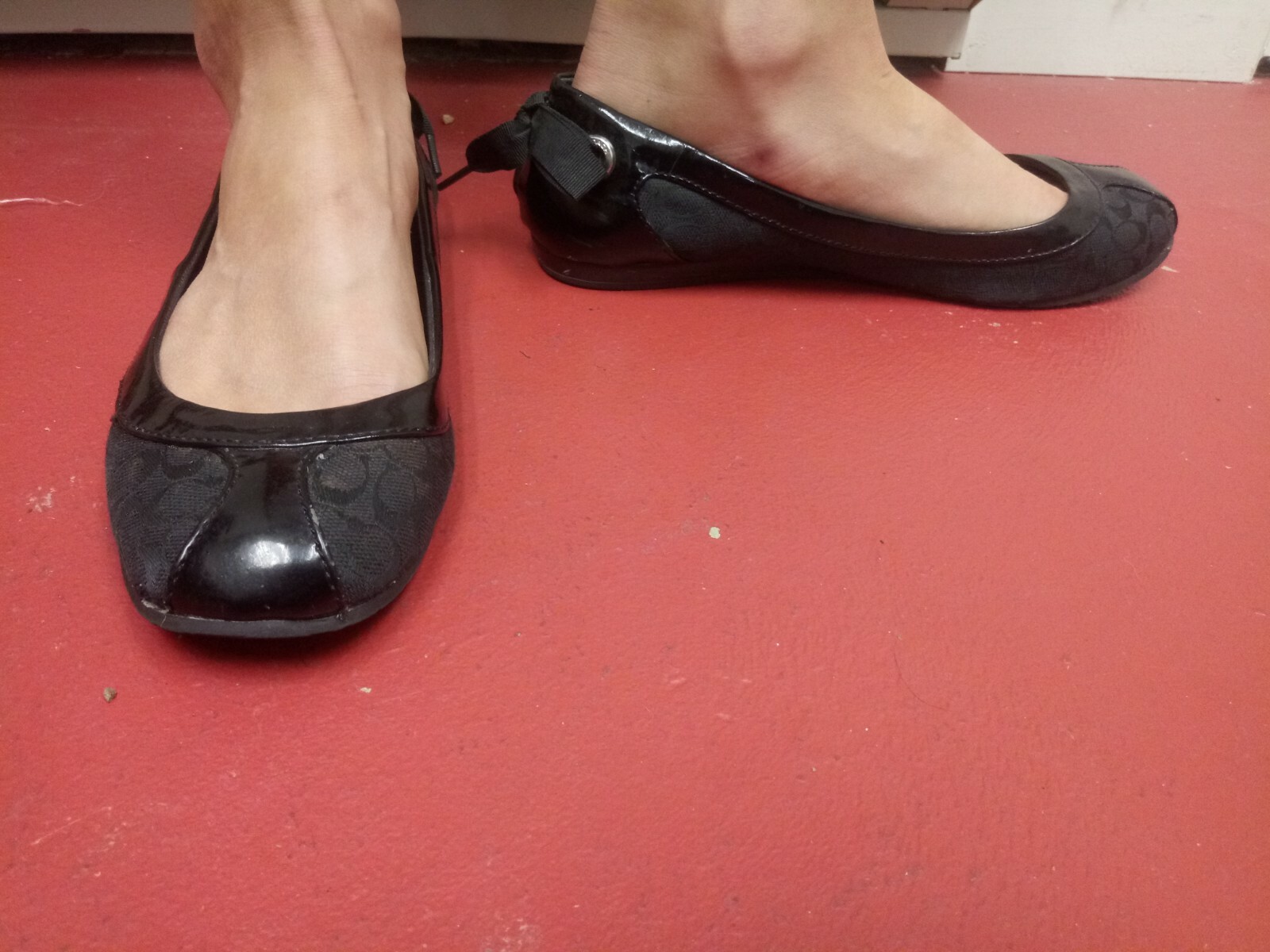 Coach 7M Patent Leather & Canvas Flats - Gem