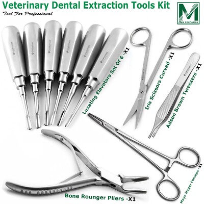Dog Pet Dental Extraction Kit Coupland Elevators Periosteal Scaler ...