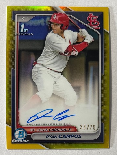 2024 Bowman Draft Chrome Ryan Campos Yellow Refractor Auto 1st Bowman RC 33/75 | eBay