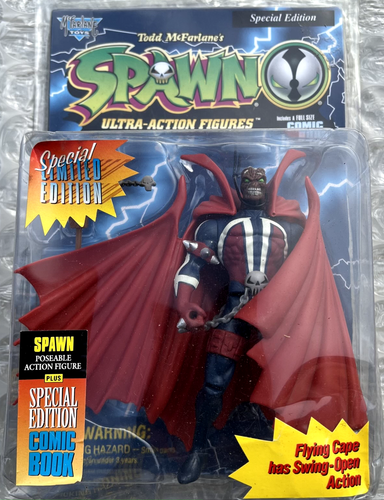 1994 SPAWN WORM HEAD BLUE SUIT VARIANT FLYING CAPE WITH FULL SIZE COMIC ...
