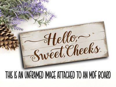 Rustic hello sweet cheeks funny bathroom Farmhouse decor Sign 8x3" ic ...