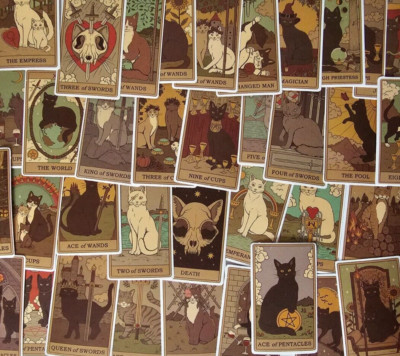 72 Pcs Cute Cat Tarot Card Laptop, Water Bottle, Skateboard Stickers ...