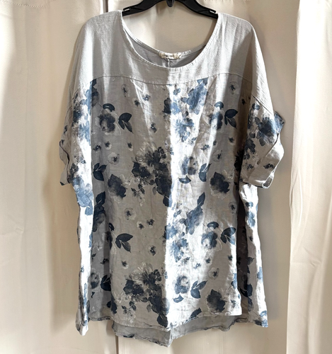 Lungo Larno Linen Top Size 3X Floral Woven Boho Lagenlook Coastal ...