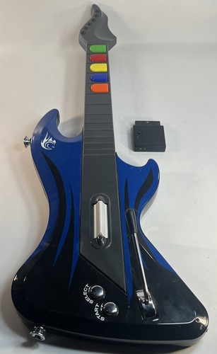 PS2 REACT Rocker Wireless Guitar Hero Controller Blue Black W/ Dongle # ...