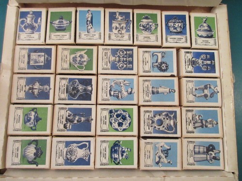 Set of 27 Matchboxes w/ matches GZHEL Russian blue porcelain USSR 1978 ...
