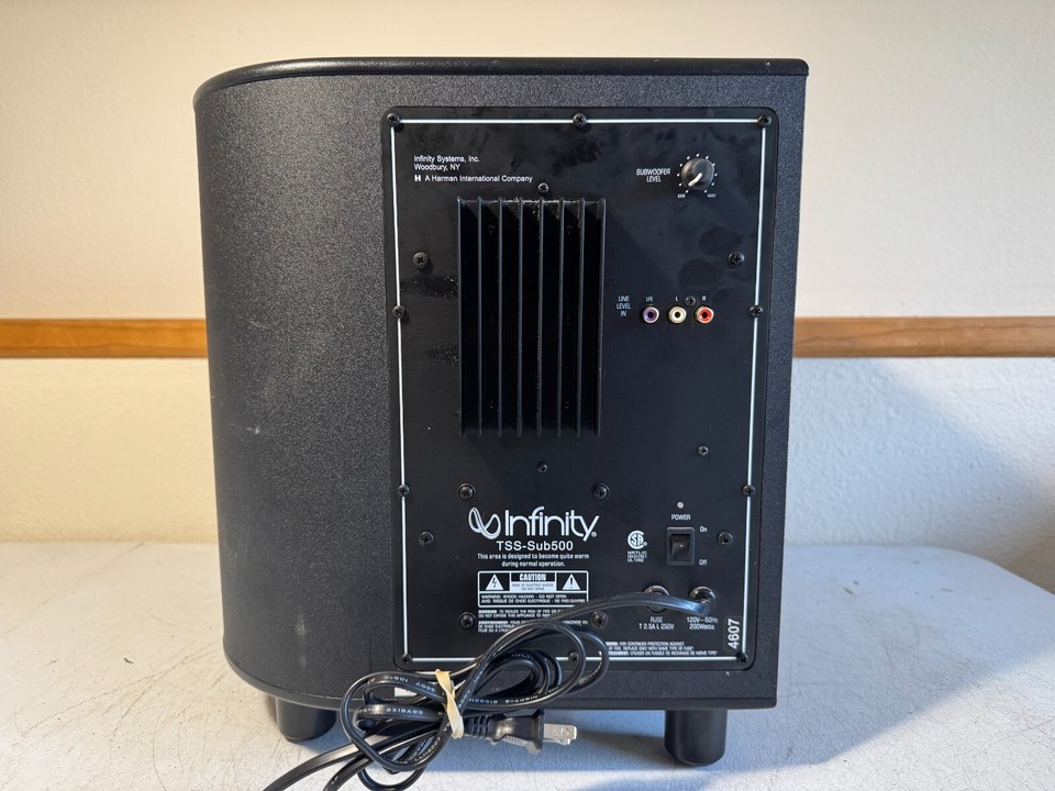 Infinity TSS-Sub500 Powered Subwoofer Bass Home Theater Sub Down Firing ...