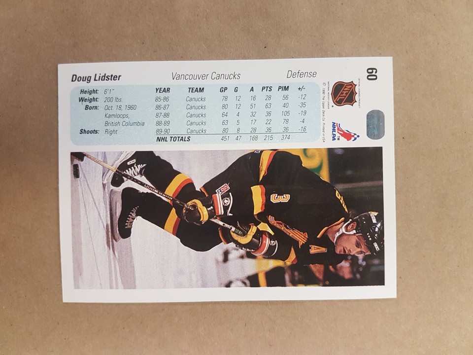 Doug Lidster Autograph Card Signed Hockey Upper Deck Canucks 1990 | eBay