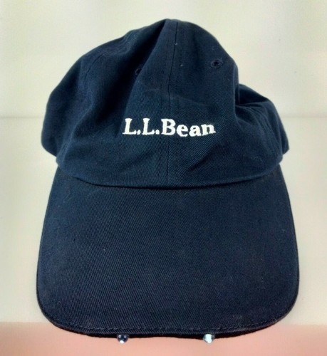 LL BEAN Hat LED Lighted Brim Headlight Cap Adult Adjustable Navy Blue ...