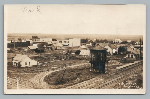 Bushton KS Railroad Depot & Town View RPPC Rice County—Train Tracks ...