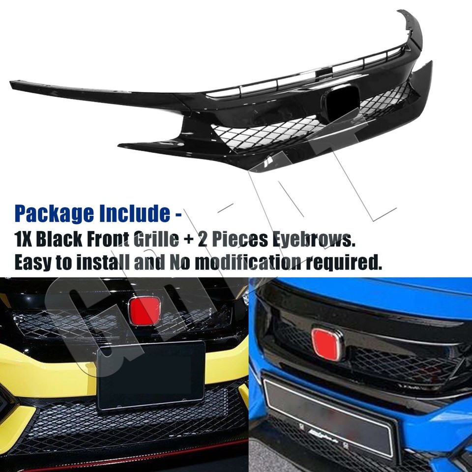 For 2016-2018 Honda Civic Front Grille Type R Style Hood Grill ...