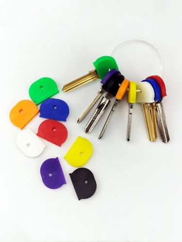 10 x Coloured Key Top cover Caps Assorted Head Covers ID Tag Cap Ring ...