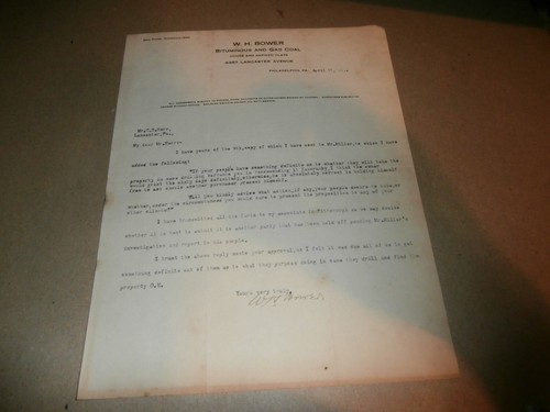 Vintage 1921 C R Herr Lancaster PA Letter W H Bower Coal Philadelphia ...