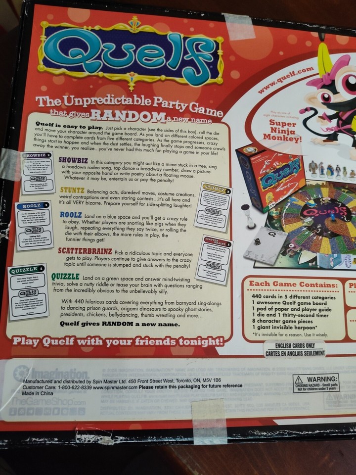 Quelf Board Game The Unpredictable Party Game Family Edition 12+ 3-8 ...