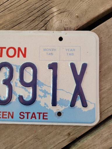 License Plate Washington Evergreen State Rainier Red White Blue Expired ...