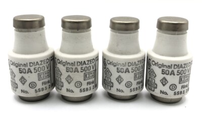 4 x Original Diazed Fuse 50amp 500v E27 Ceramic Bottle Fuse 5SB32 Grey ...