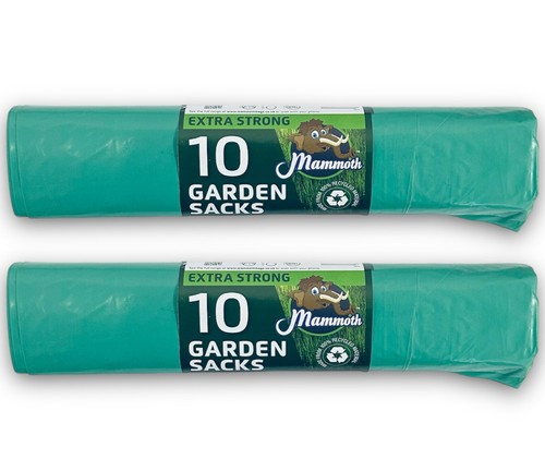 20 GARDEN WASTE SACKS STRONG LARGE HEAVY DUTY GREEN RUBBISH BIN BAGS ...