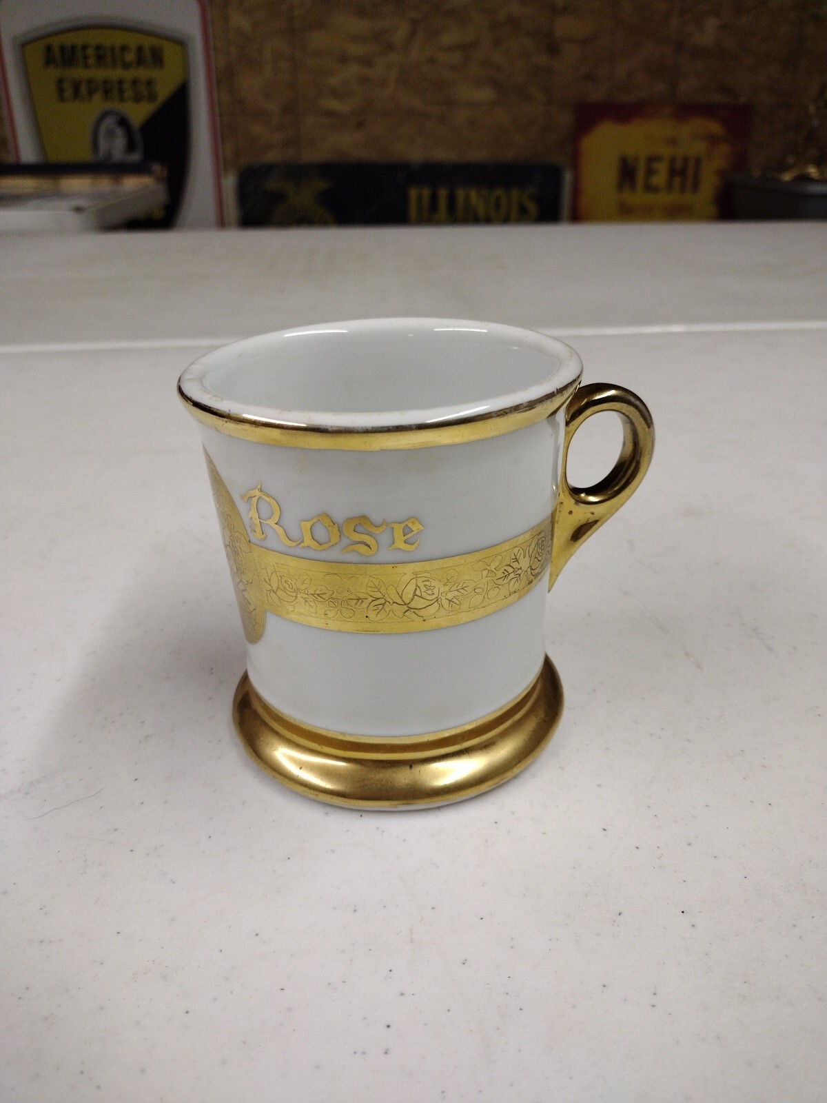 Antique Barber Shop Personalized Shaving Mug Billie Rose Gold Painted ...