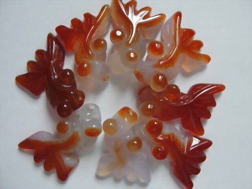 5PCS Fashion Beautiful Agate Crystals Carved Fish Pendant 100% Natural ...