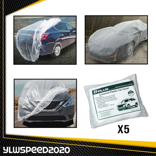 5PACK Universal Disposable Plastic Clear Temporary Car Cover Rain Dust ...