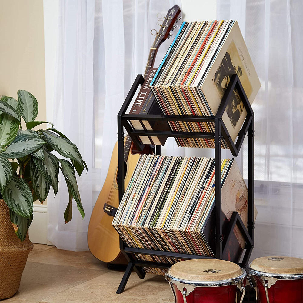 2Tier Vinly Record Stand Holder 160LP Vinyl Display Storage Shelf for ...