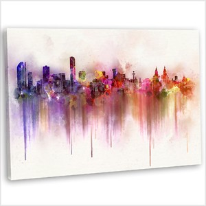 Liverpool Canvas Print Abstract Watercolour Skyline Framed Wall Art ...
