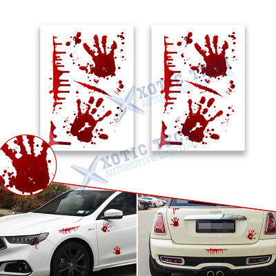 Red Handprint Car Hood Stickers Halloween Spooky Blood Bleeding ...