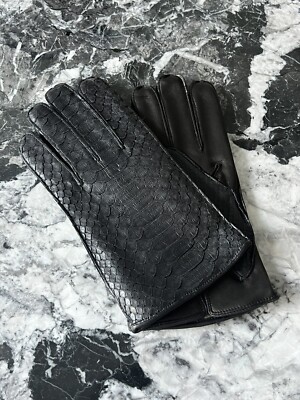 Men's Luxury Matte Black Python Skin Gloves, SZ 9 (Medium) | eBay