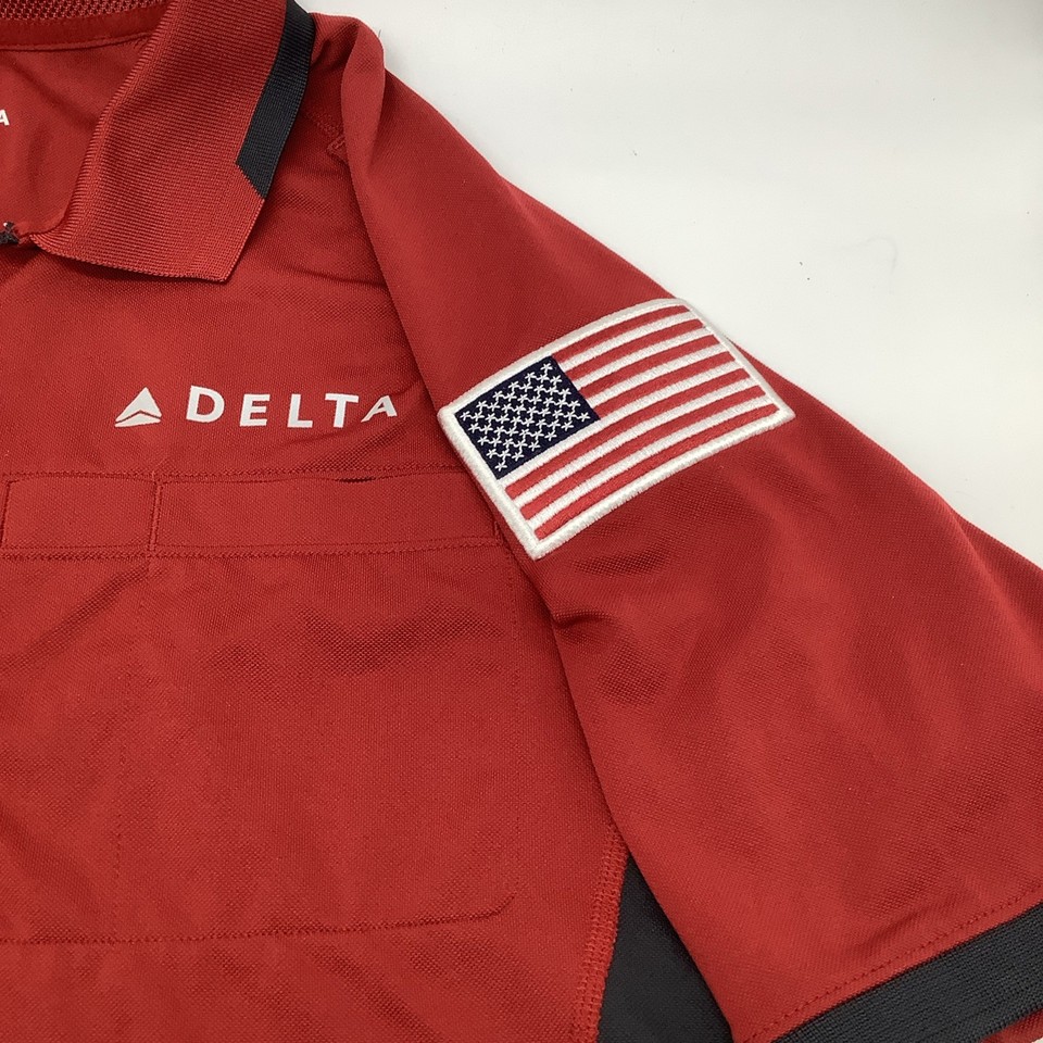 Lands End Delta Airlines Ramp Polo Collared Red Shirt Uniform Mens ...