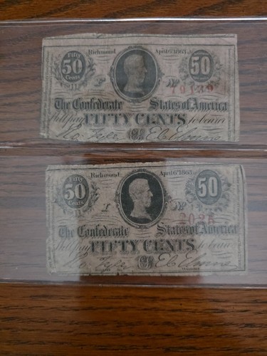 1864 CONFEDERATE STATES of AMERICA CURRENCY 50 Cents Notes(2) | eBay