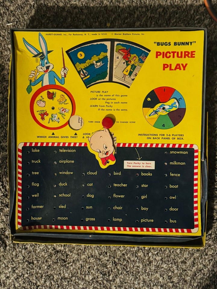 Harett Gilmar Bugs Bunny Picture Play Vintage Board Game Educational ...