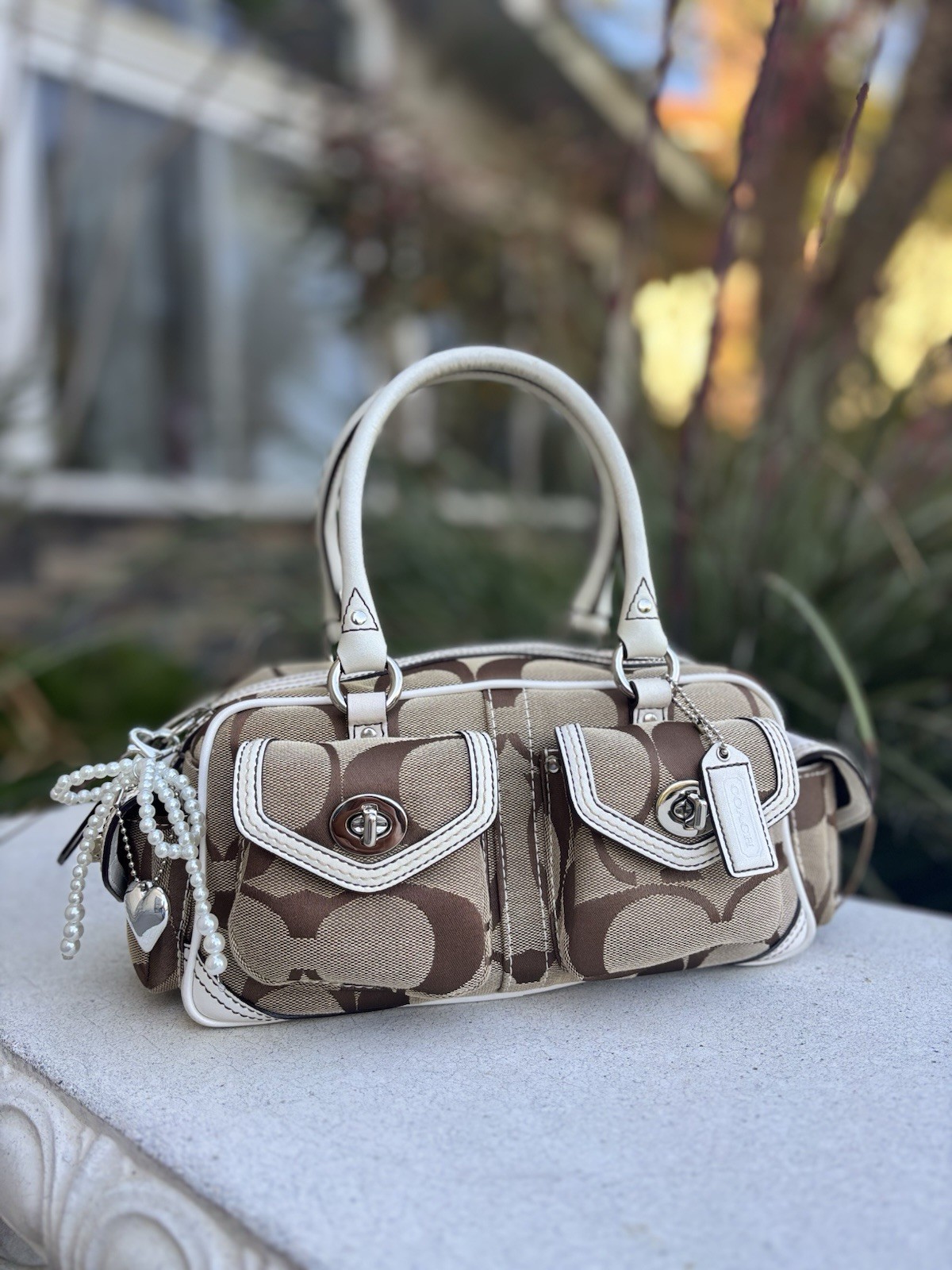 Vintage Coach Signature Gallery Satchel - 6231 - cream and brown - 2005 ...