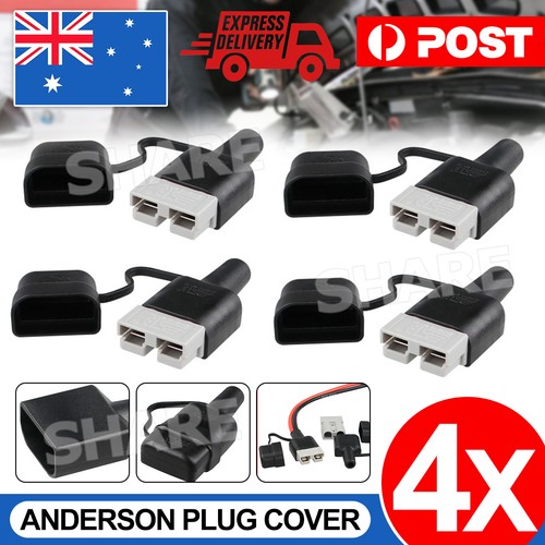 4x Waterproof 50A Anderson Plug Dust Cable Sheath Cover Black With Cap ...