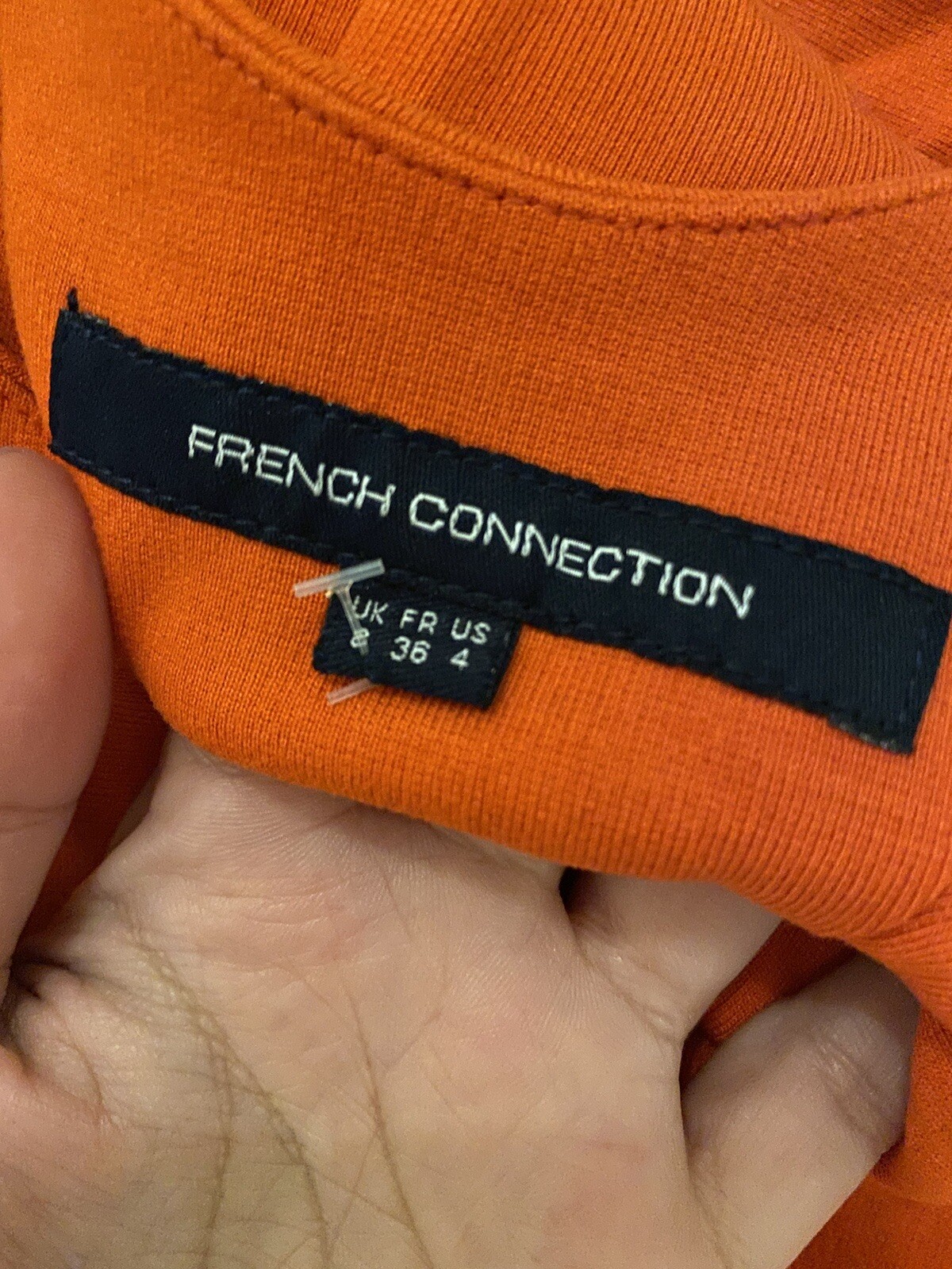 French Connection Orange Red Bodycon midi Cocktail Party autumn Dress 8 ...