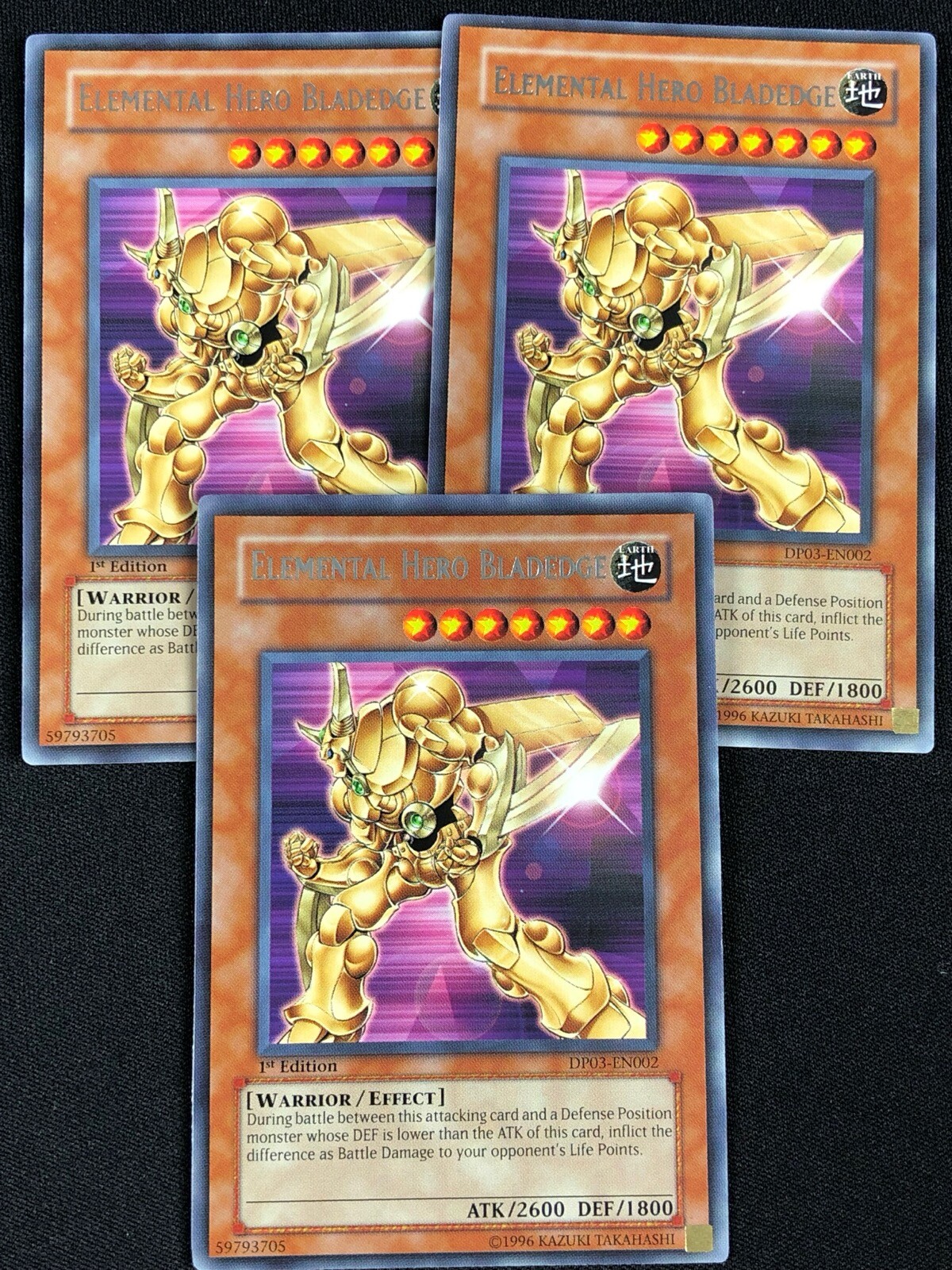 YUGIOH ELEMENTAL HERO BLADEDGE DP03-EN002 1ST RARE X3 (NM) | eBay