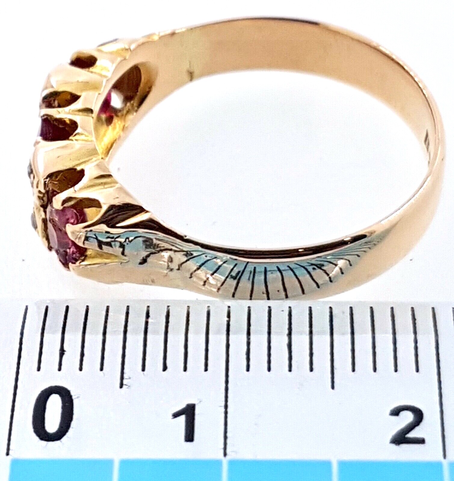 Vintage 15k Ruby doublets and Rose cut Diamonds RING_… - Gem