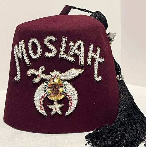 Vintage MOSLAH Shriner Masonic Hat With Beautiful Jeweled Tassel ...
