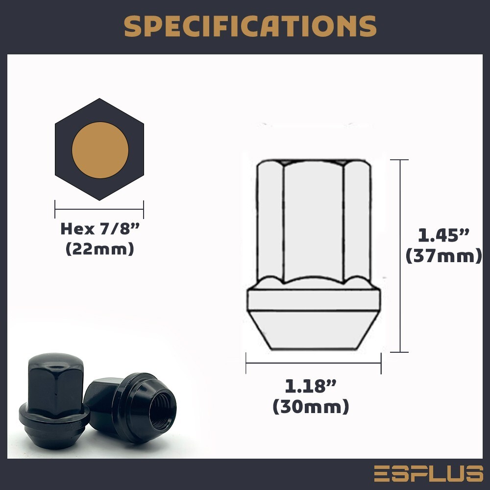 24Pc GMC OEM Lug Nut Black M14x1.5 Fit Acadia/Canyon/Savana/Sierra ...